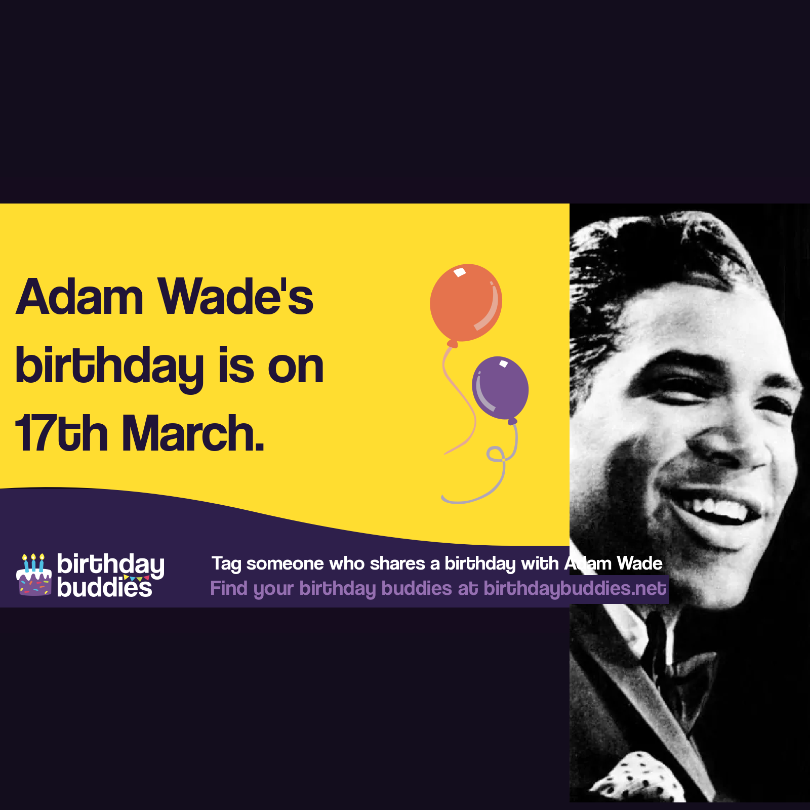 Adam Wade's birthday was 17th March 1935