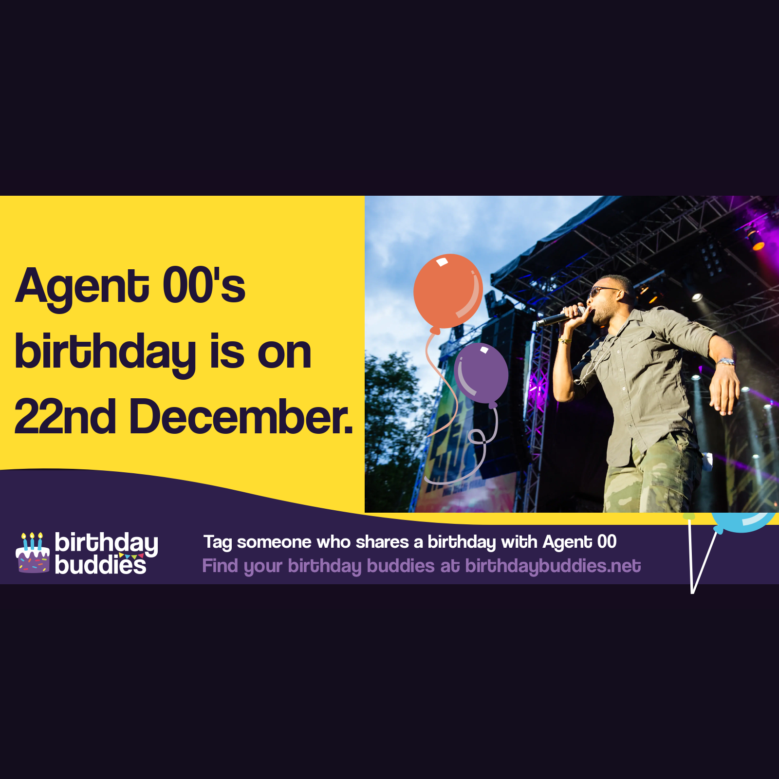 Agent 00's birthday is 22nd December 1982