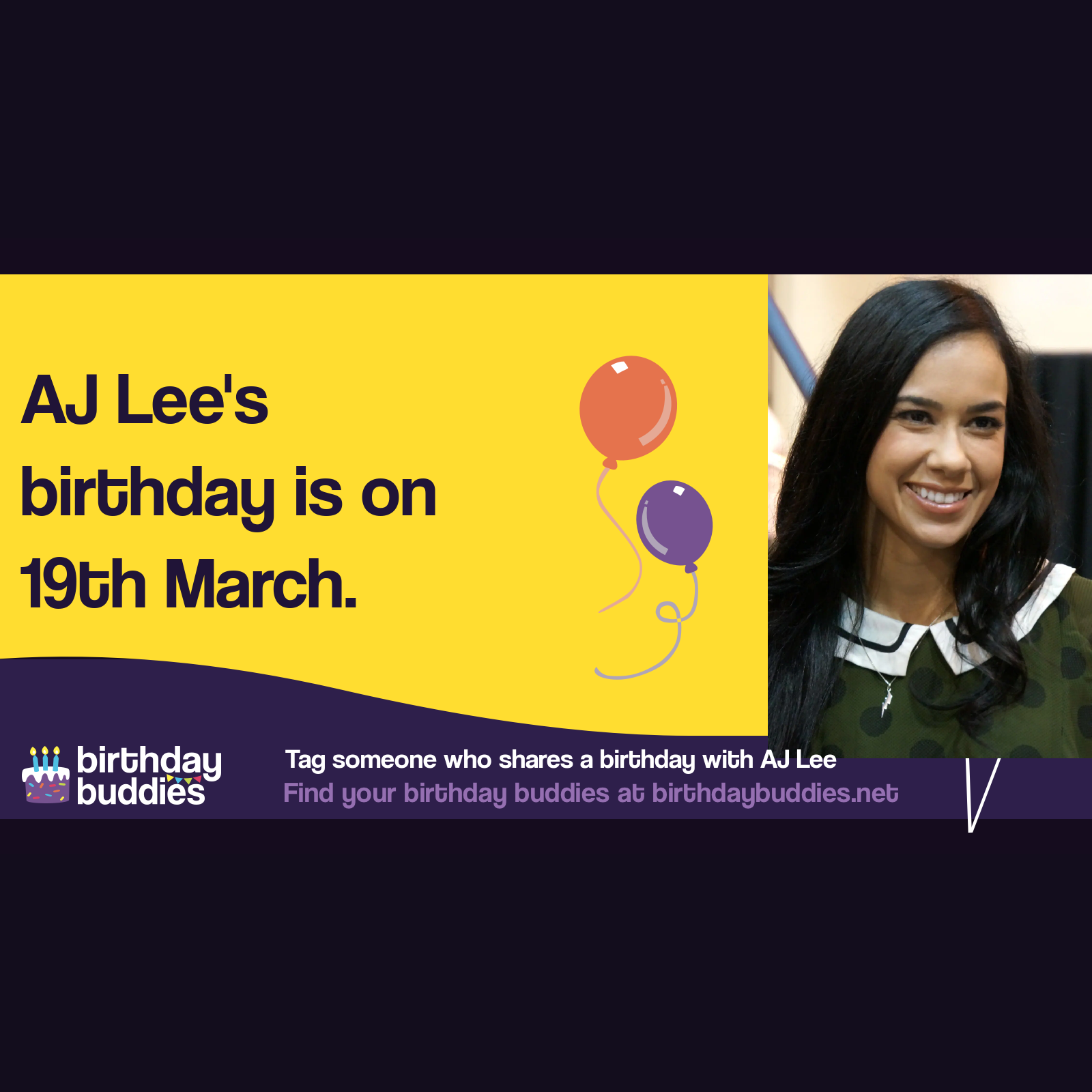 AJ Lee's birthday is 19th March 1987