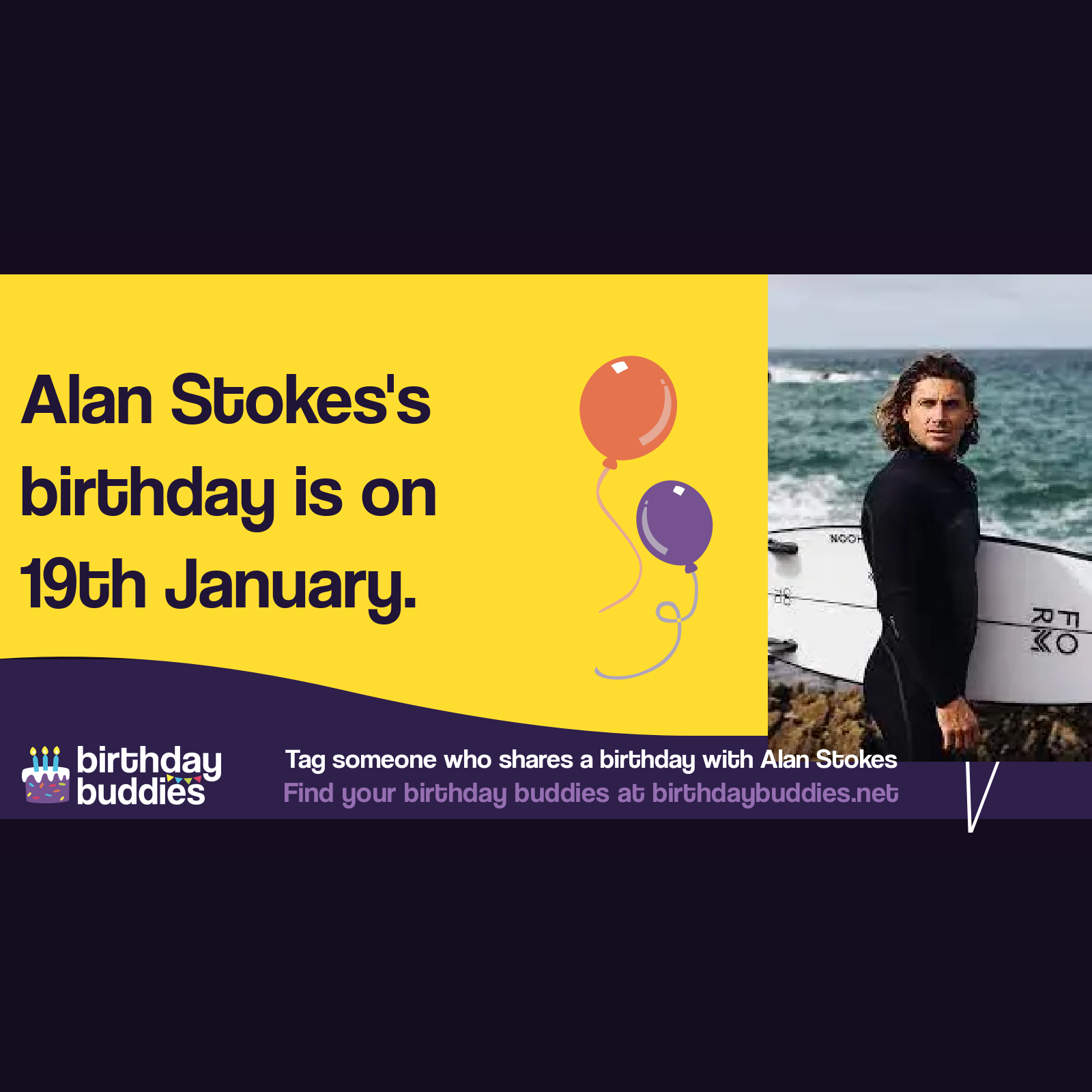 Alan Stokes's birthday is 19th January 1981