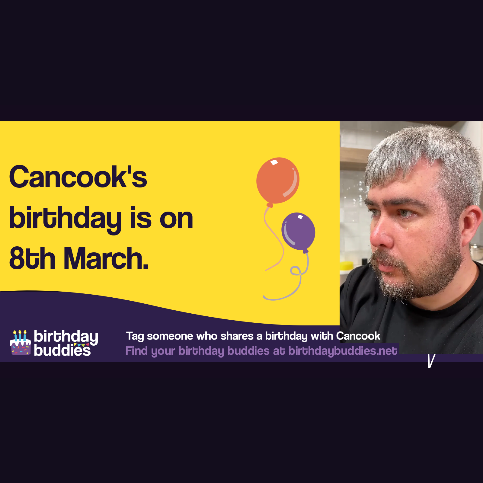 Cancook's birthday is 8th March 1988