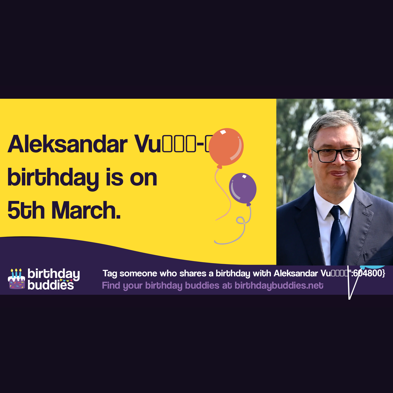 Aleksandar Vučić's birthday is 5th March 1970