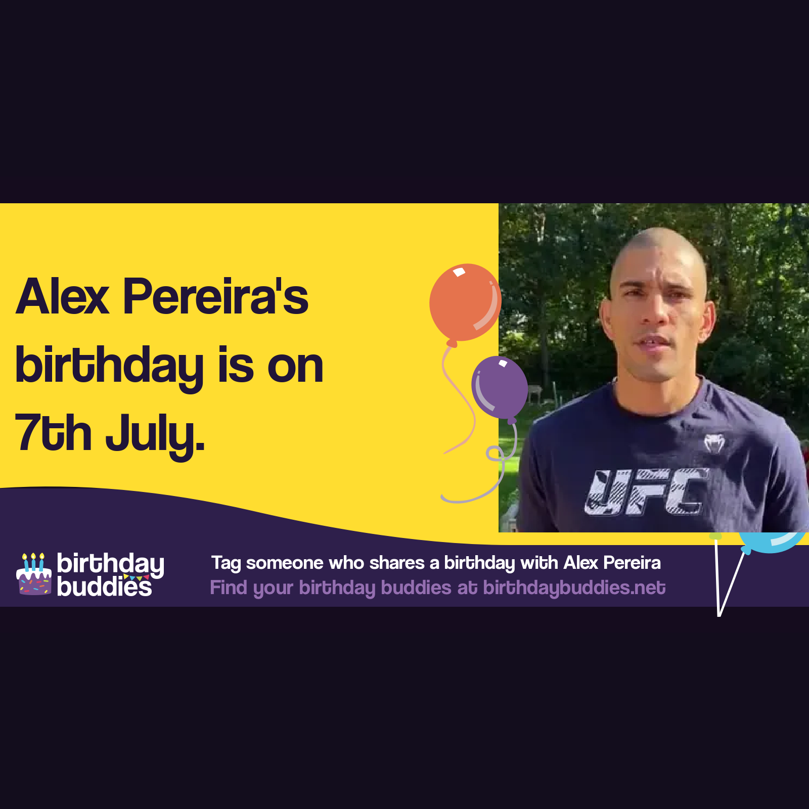 Alex Pereira's birthday is 7th July 1987