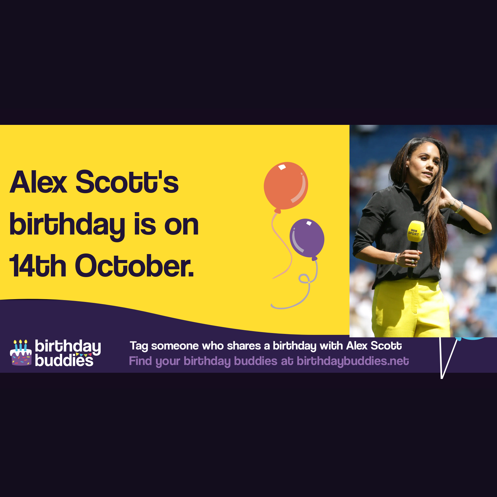 Alex Scott's birthday is 14th October 1984