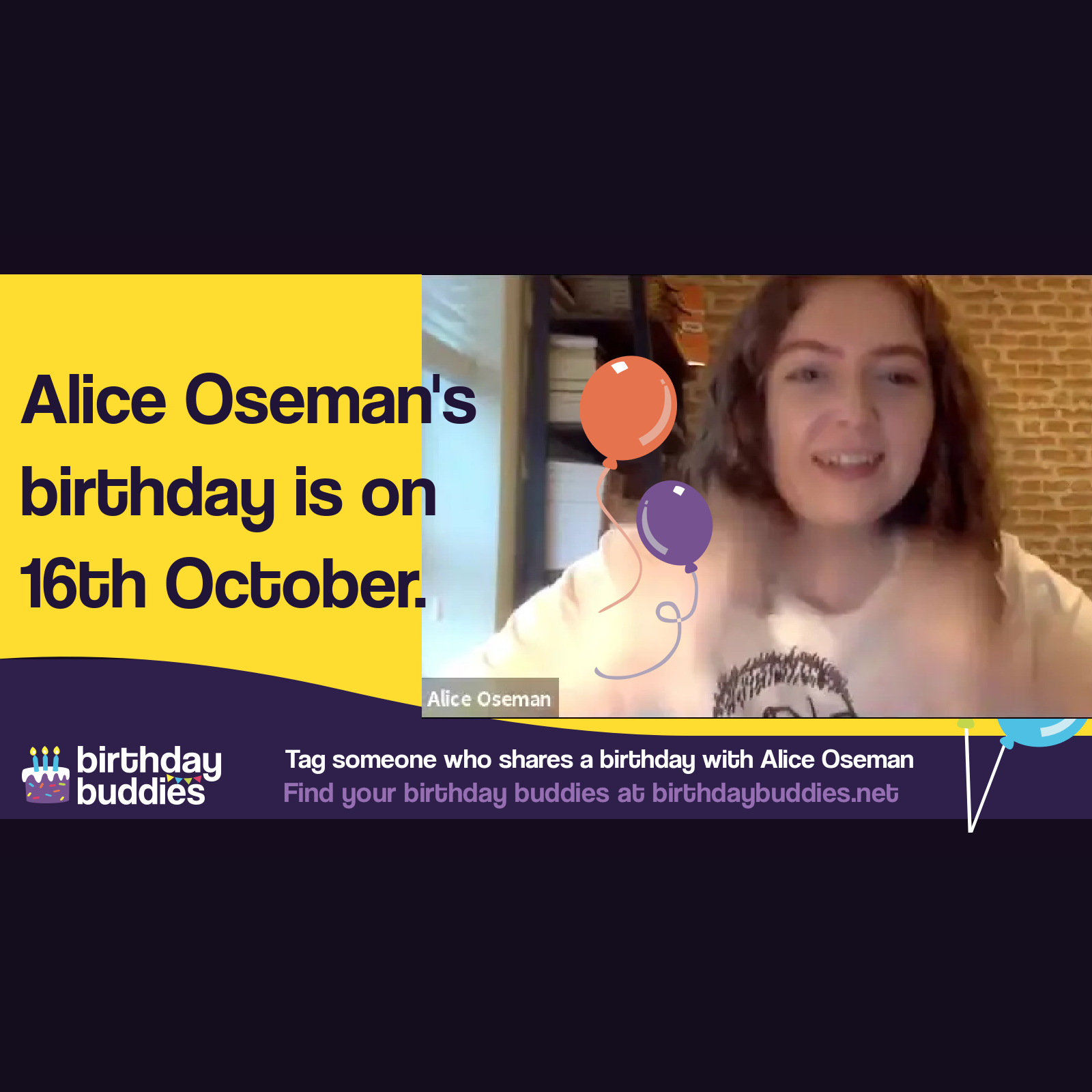 Alice Oseman's birthday is 16th October 1994