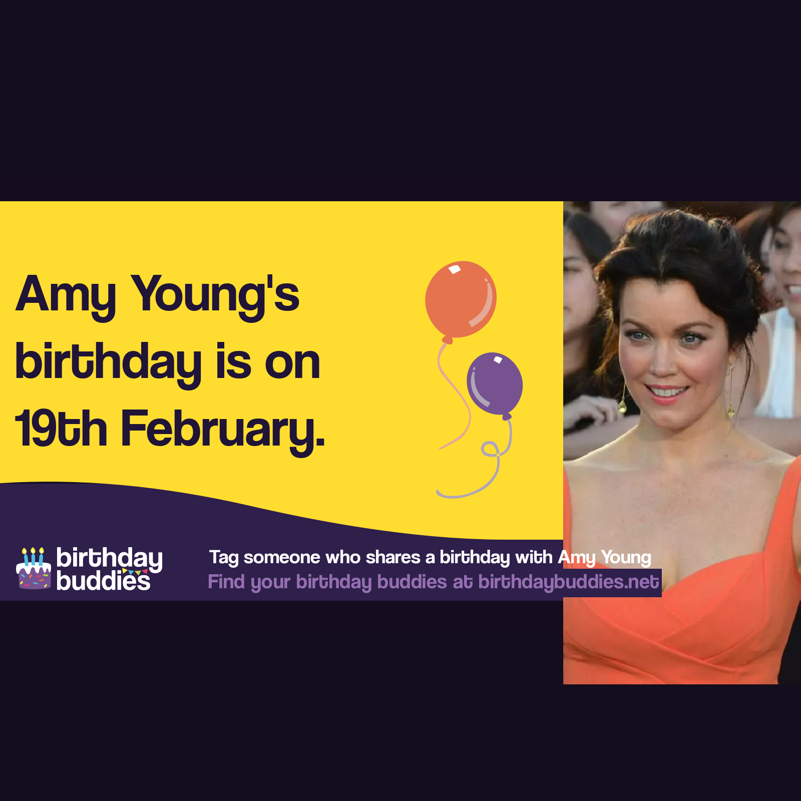Amy Young's birthday is 19th February 1970