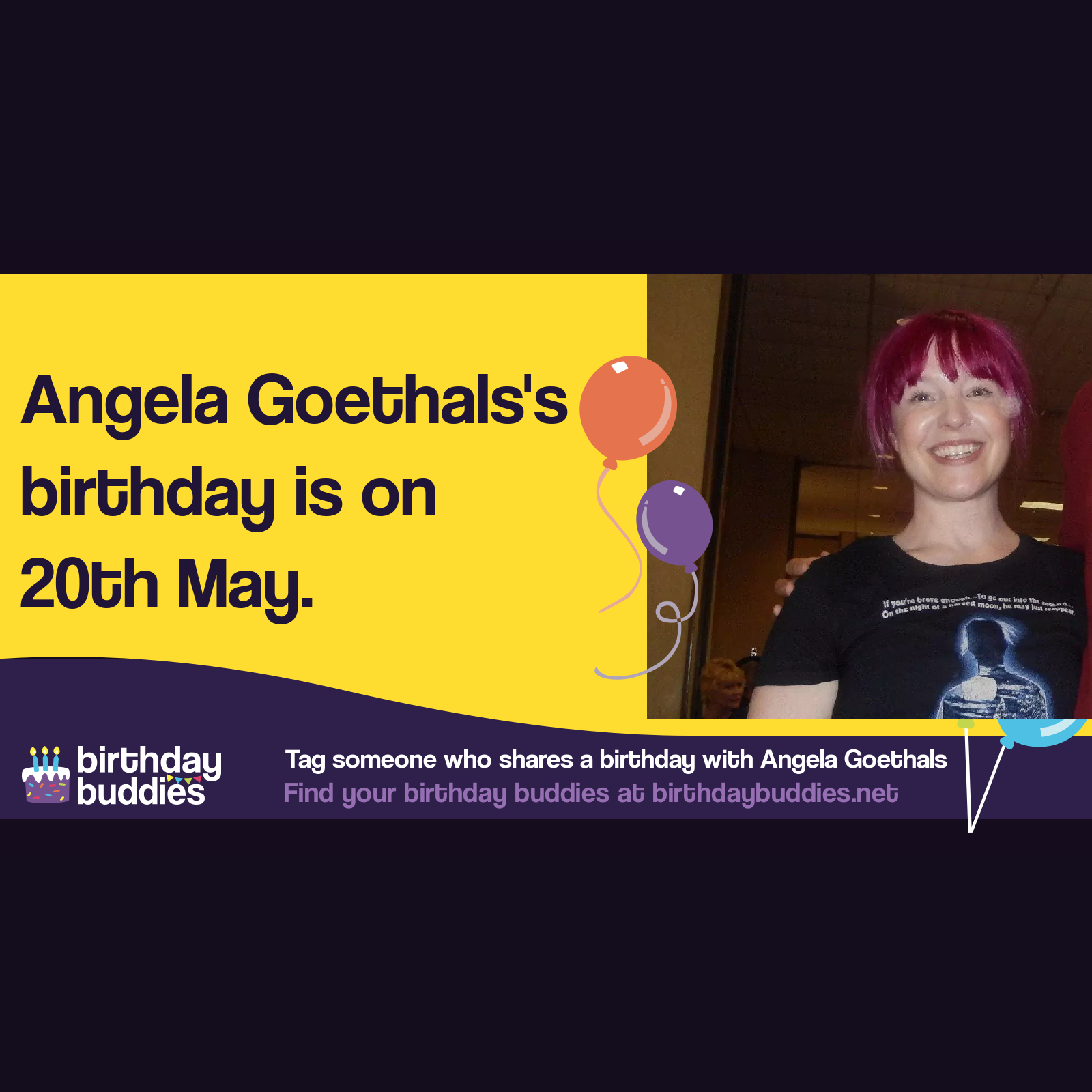 Angela Goethals's birthday is 20th May 1977