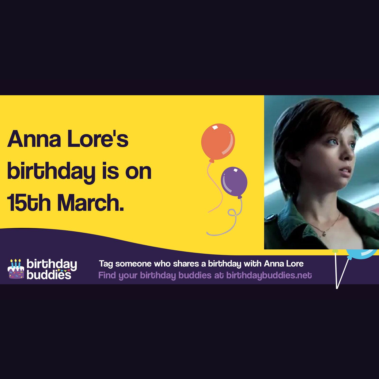Anna Lore's birthday is 15th March 1993