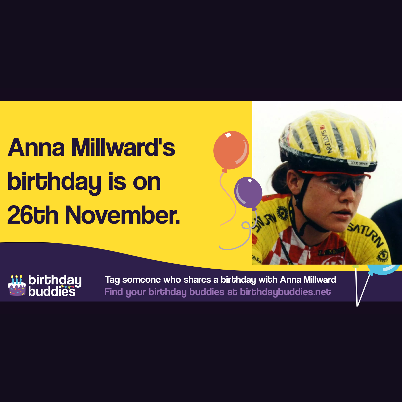 Anna Millward's birthday is 26th November 1971