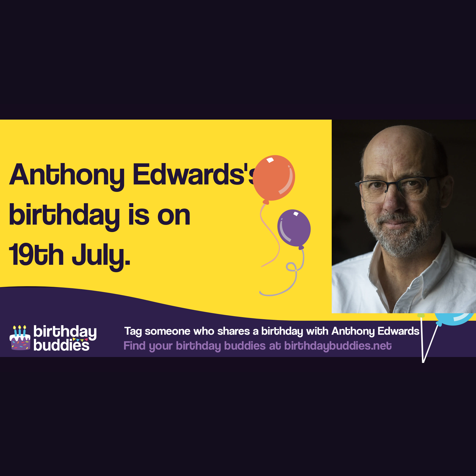 Anthony Edwards's birthday is 19th July 1962