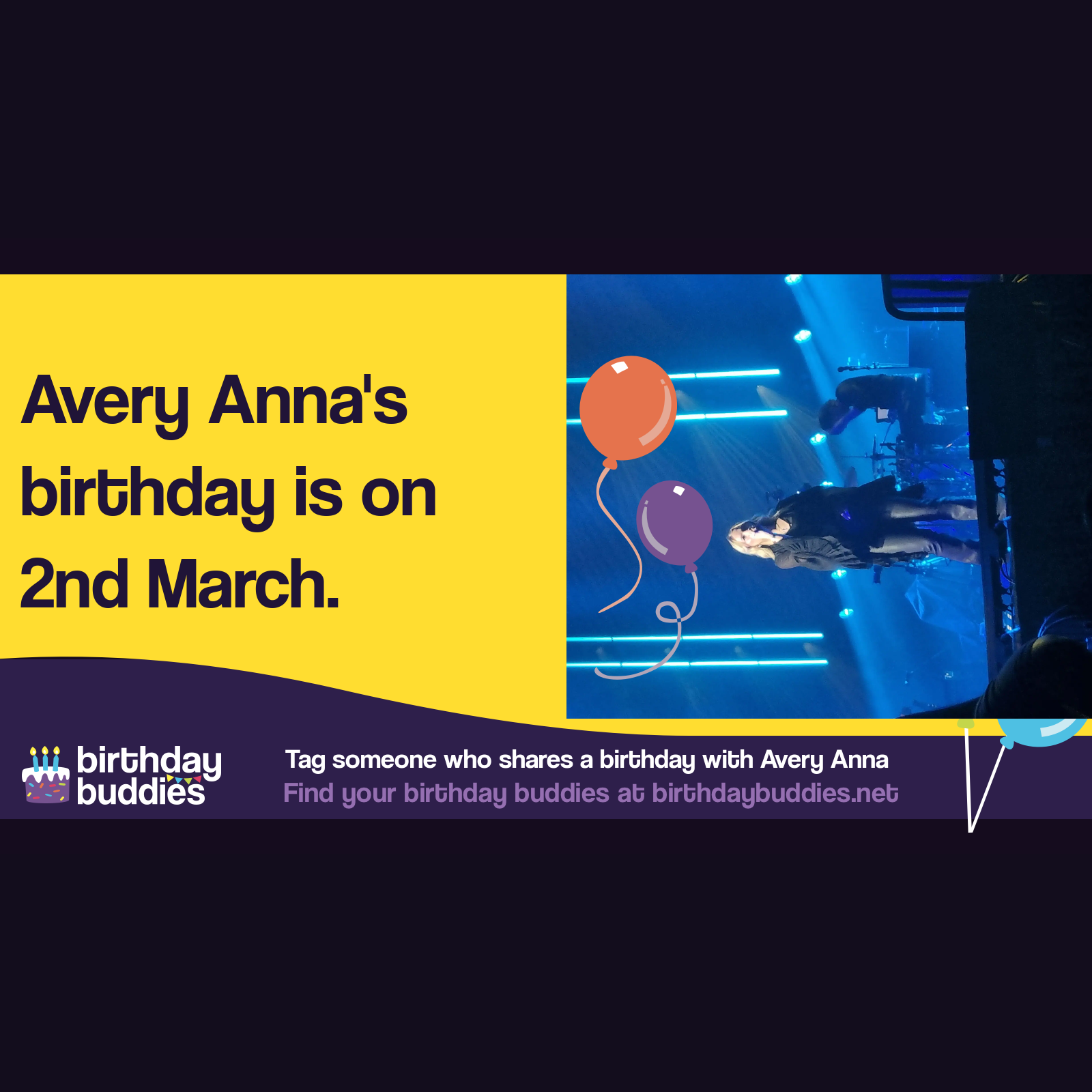 Avery Anna's birthday is 2nd March 2004