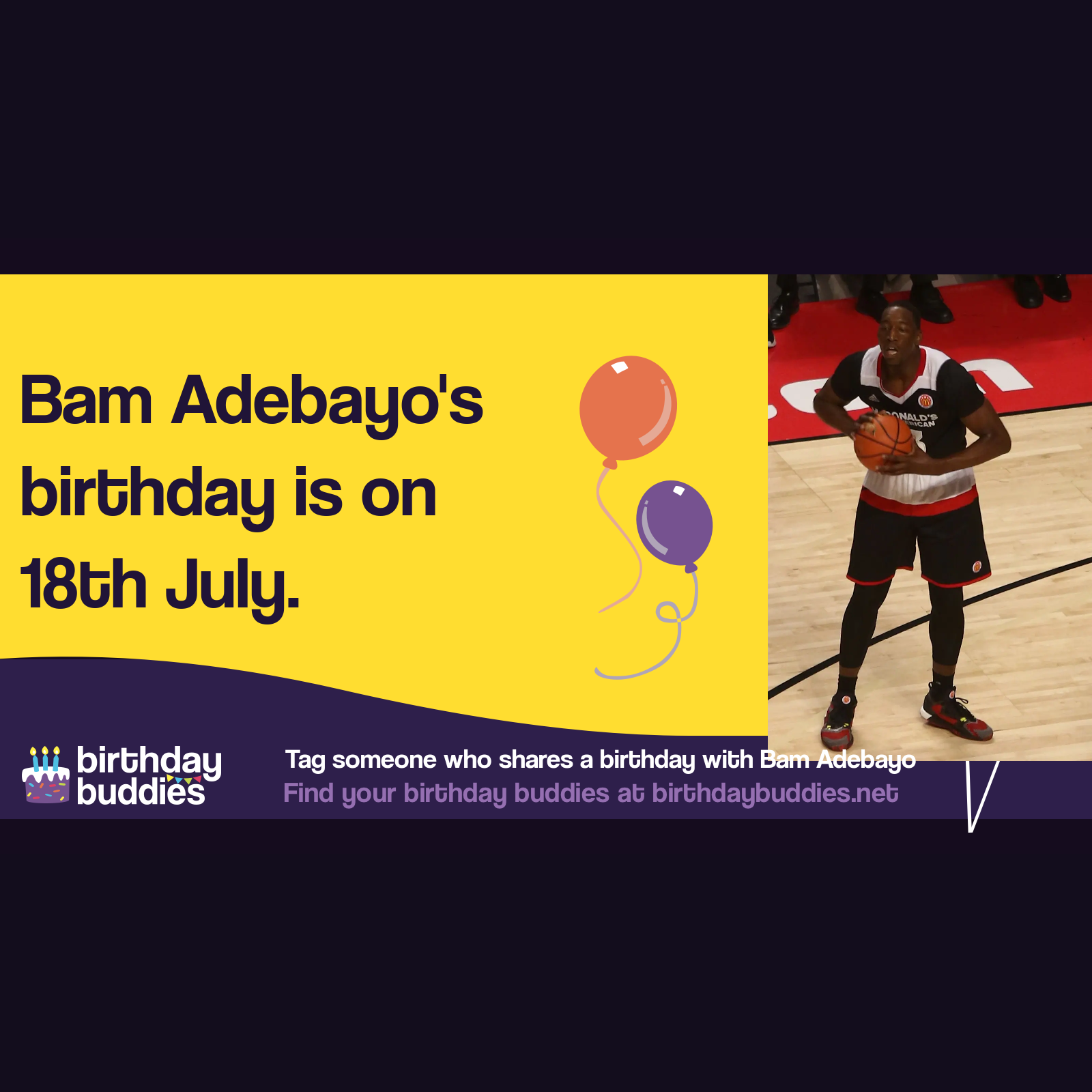 Bam Adebayo's birthday is 18th July 1997