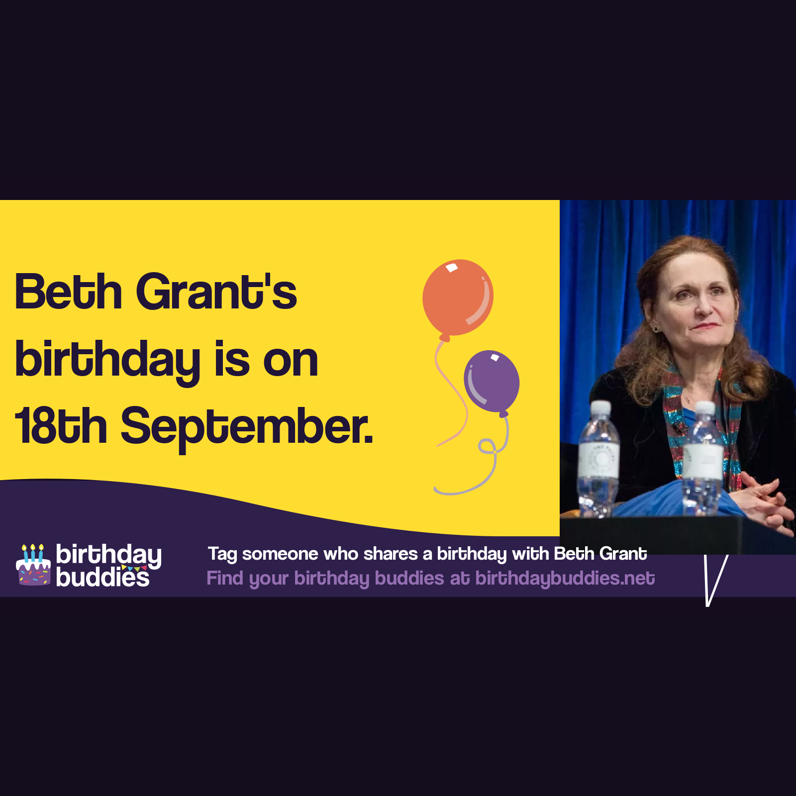 Beth Grant's birthday is 18th September 1949