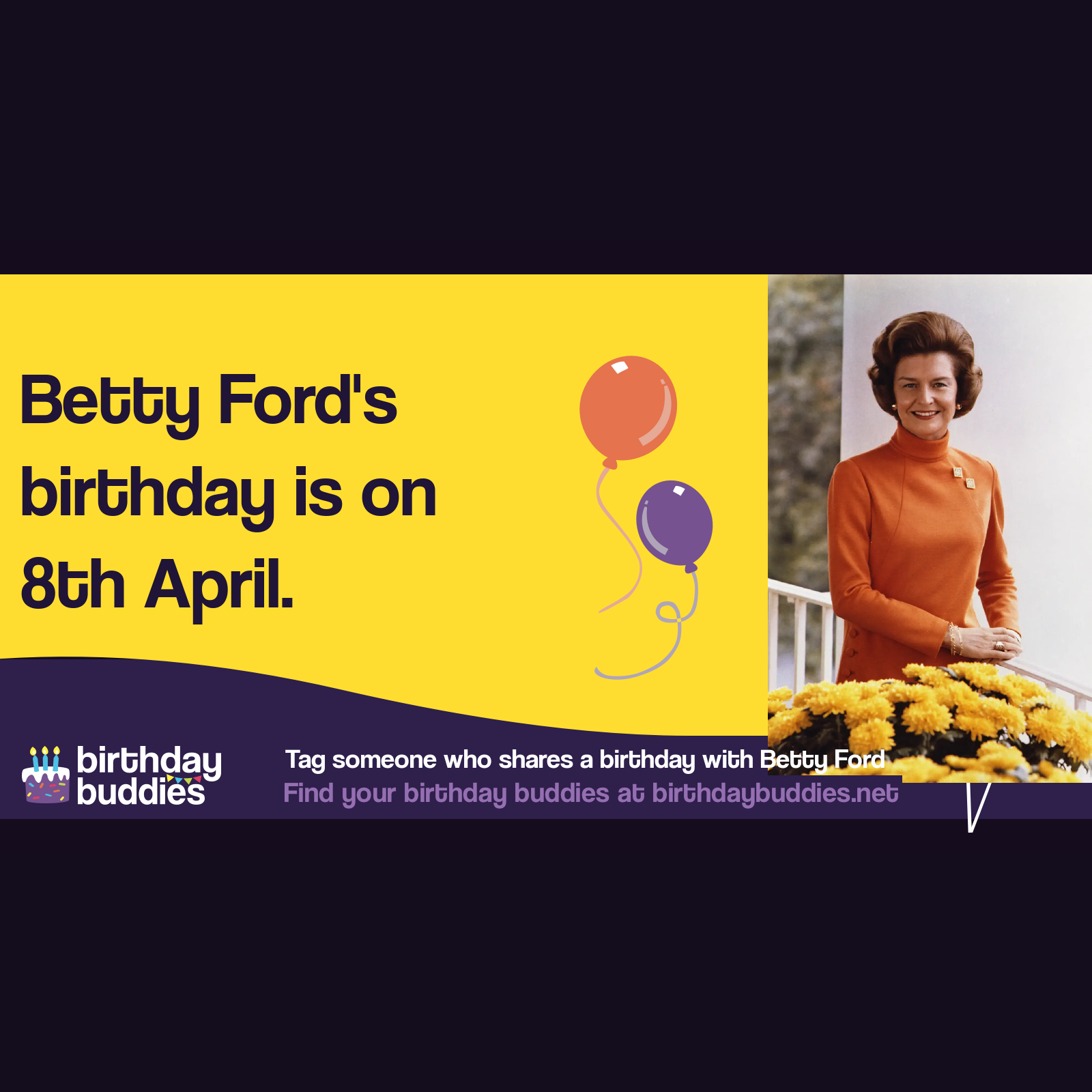 Betty Ford's birthday was 8th April 1918