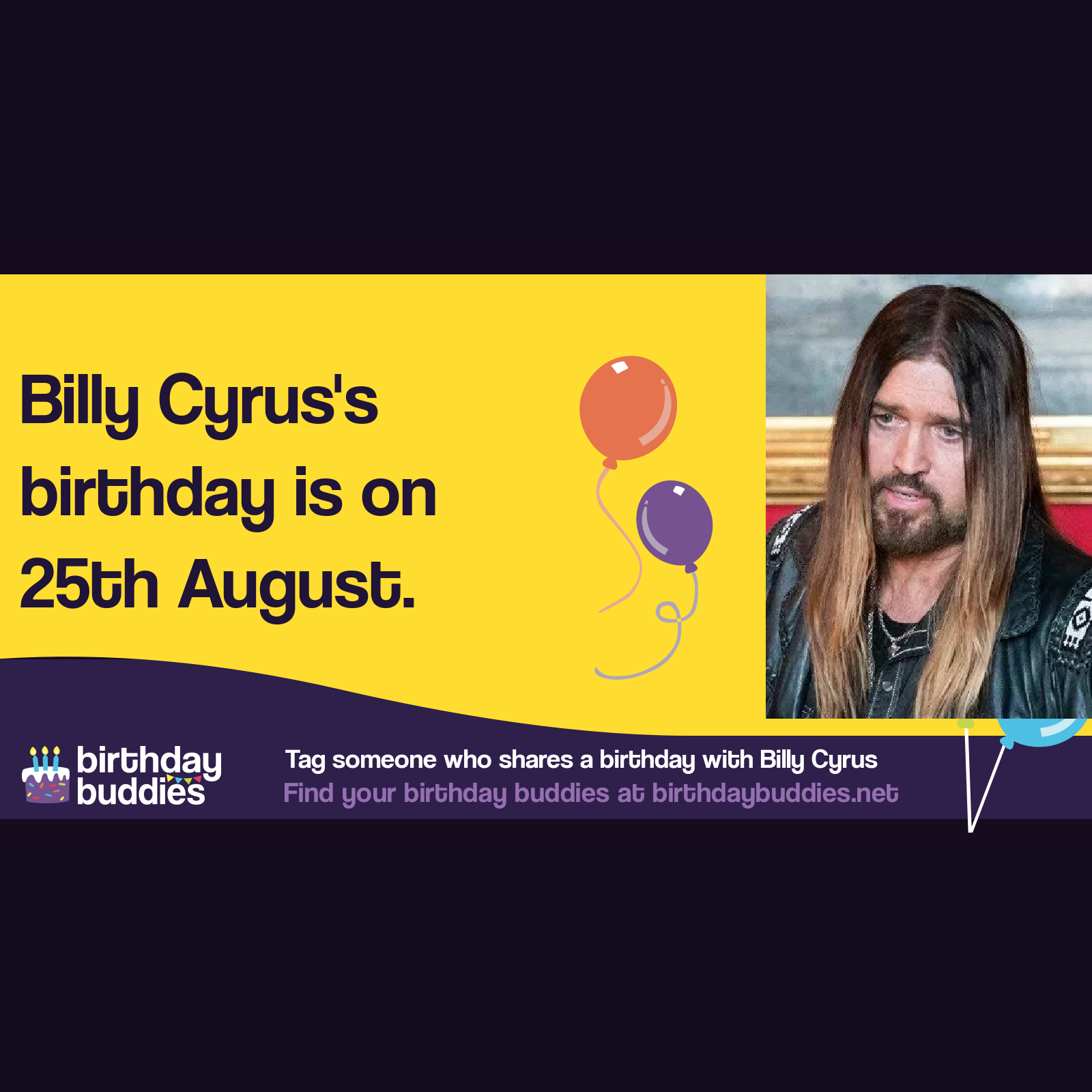 Billy Cyrus's birthday is 25th August 1961