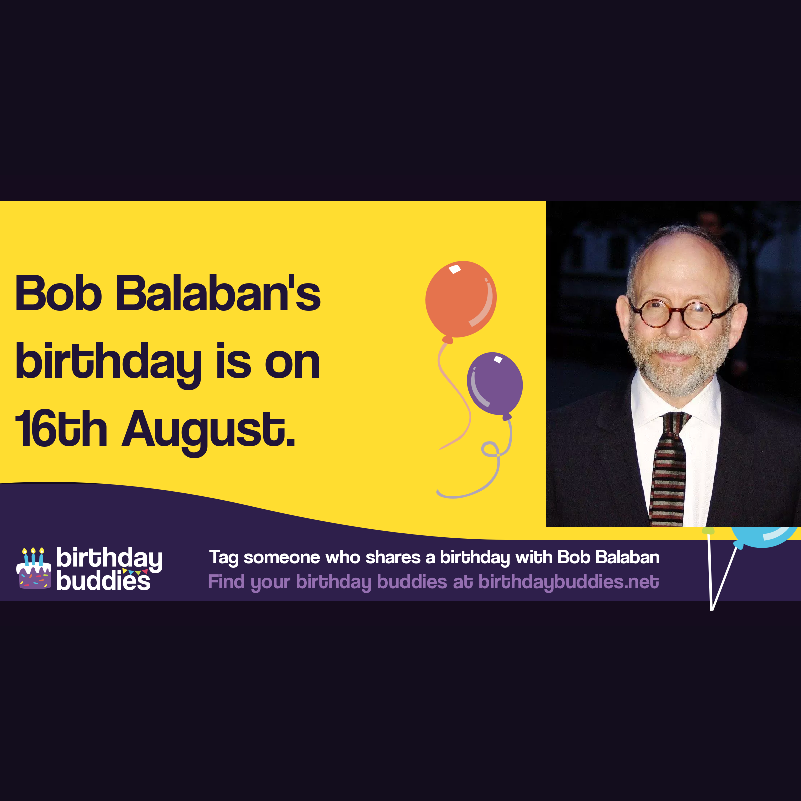 Bob Balaban's birthday is 16th August 1945