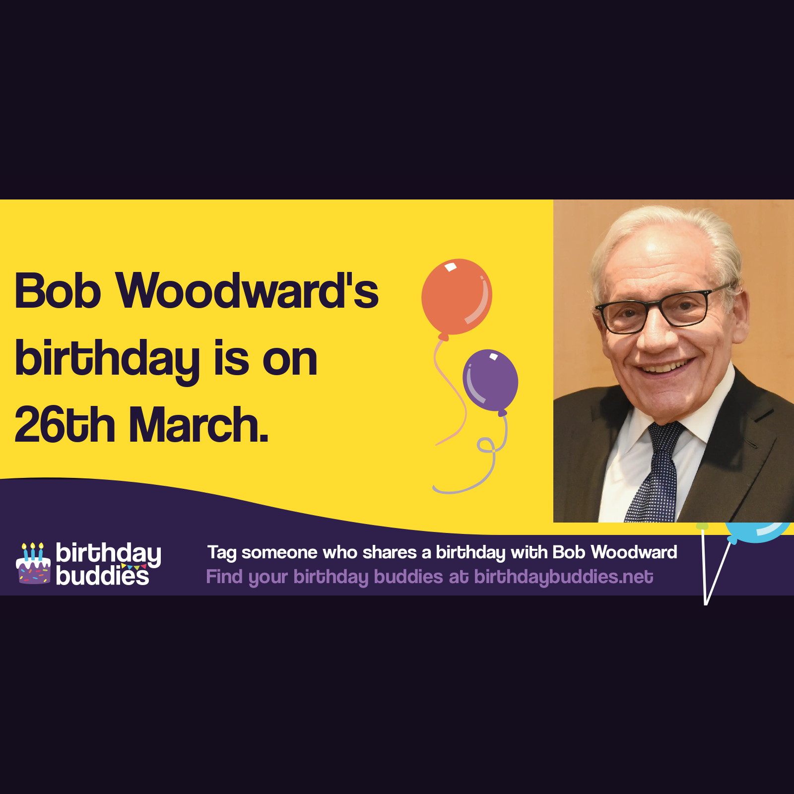 Bob Woodward's birthday is 26th March 1943