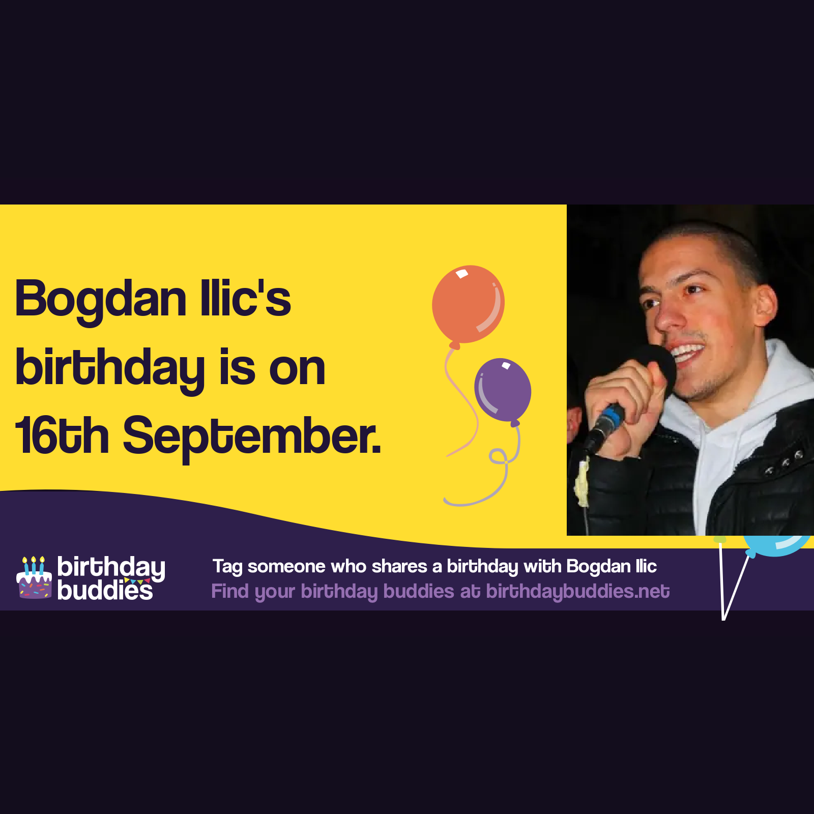 Bogdan Ilic's birthday is 16th September 2005