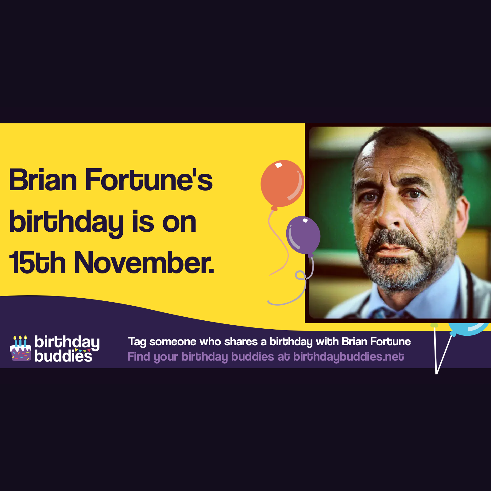 Brian Fortune's birthday is 15th November 1965