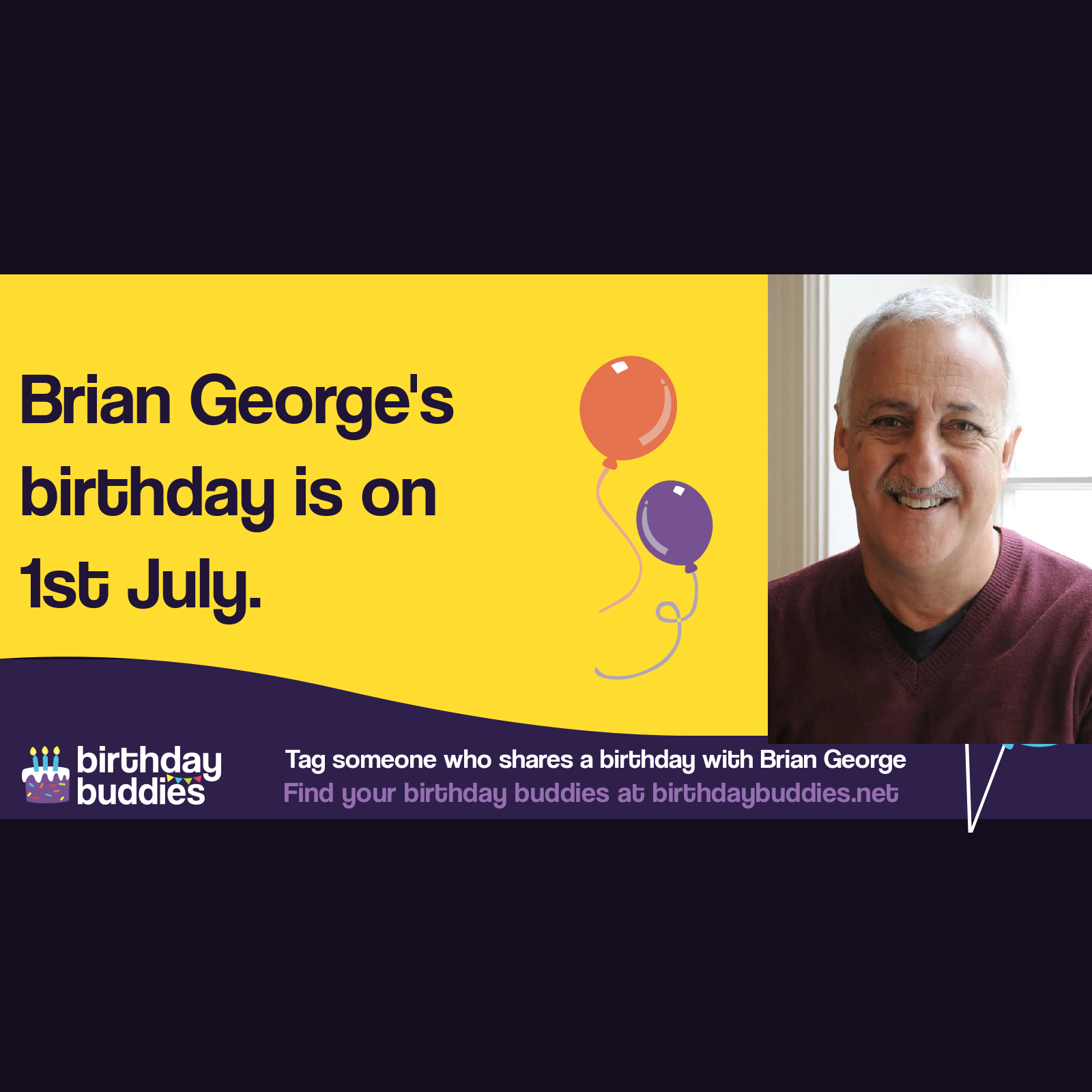 Brian George's birthday is 1st July 1952