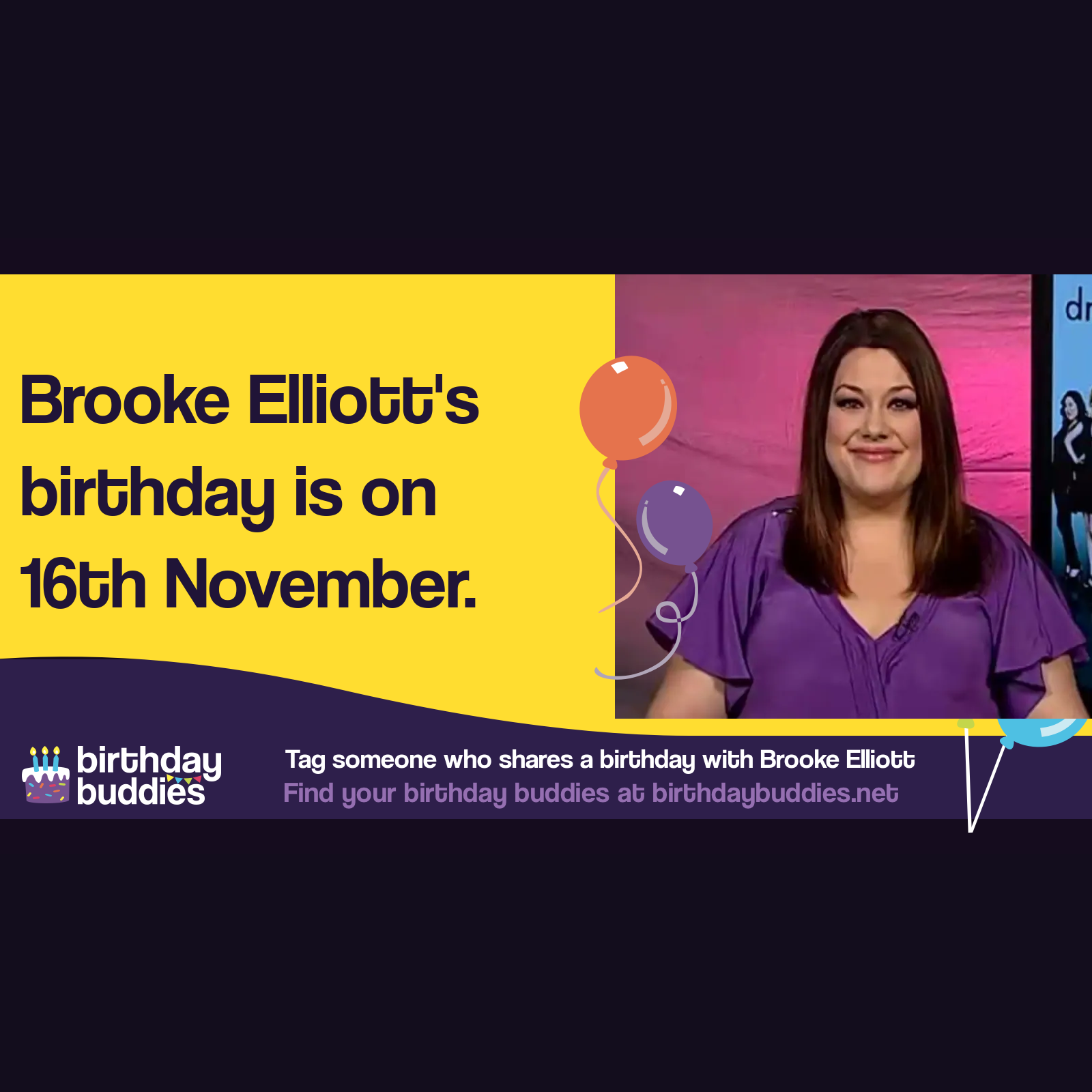 Brooke Elliott's birthday is 16th November 1974