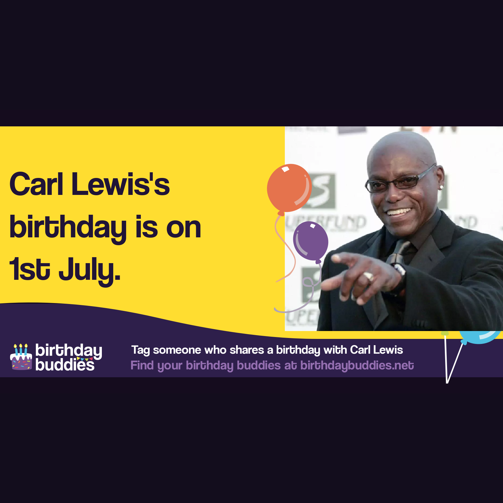 Carl Lewis's birthday is 1st July 1961