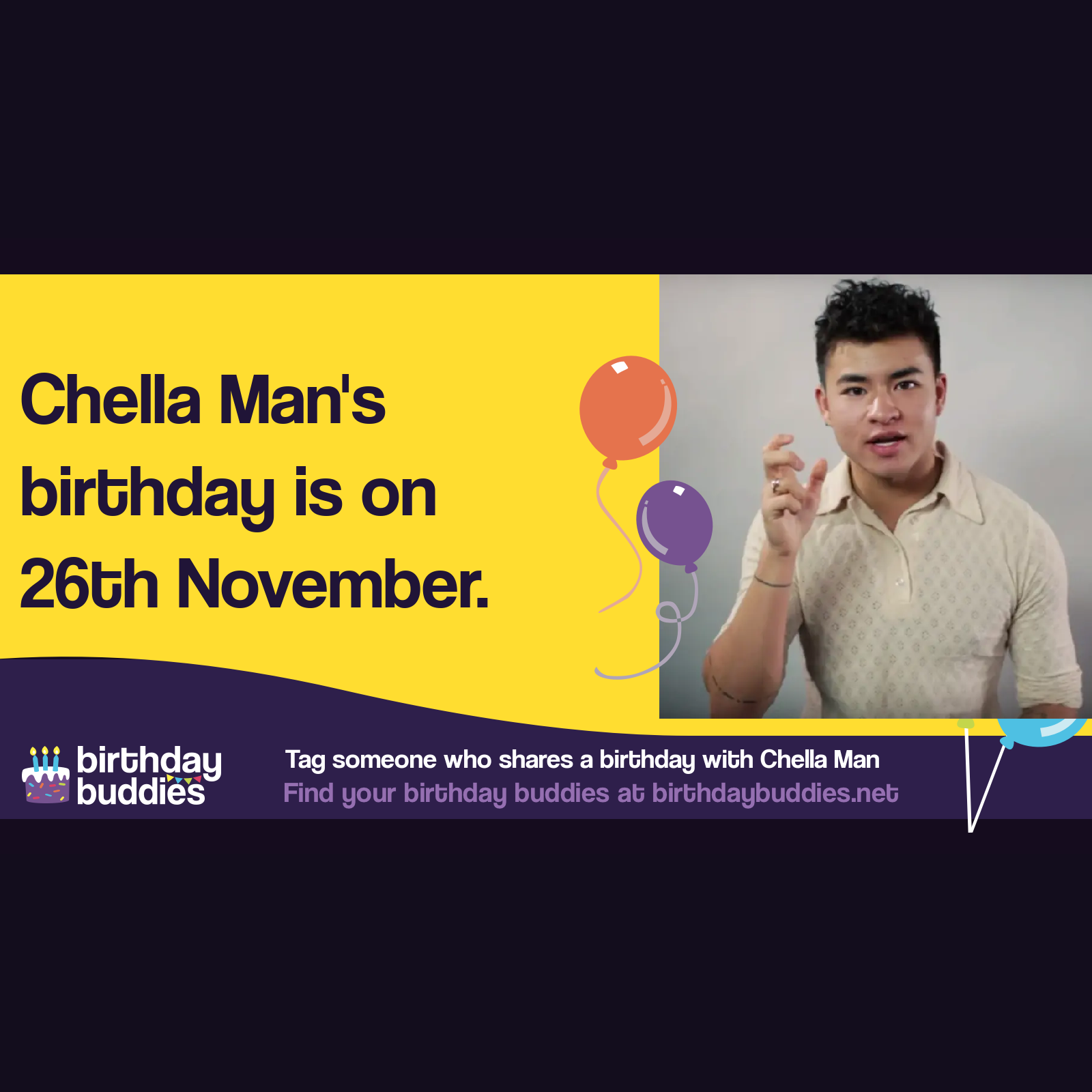 Chella Man's birthday is 26th November 1998