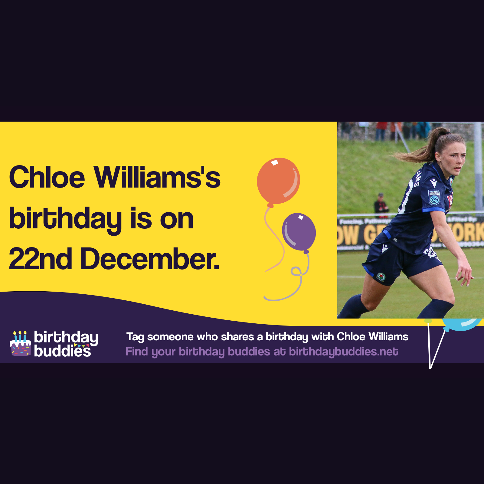 Chloe Williams's birthday is 22nd December 2000