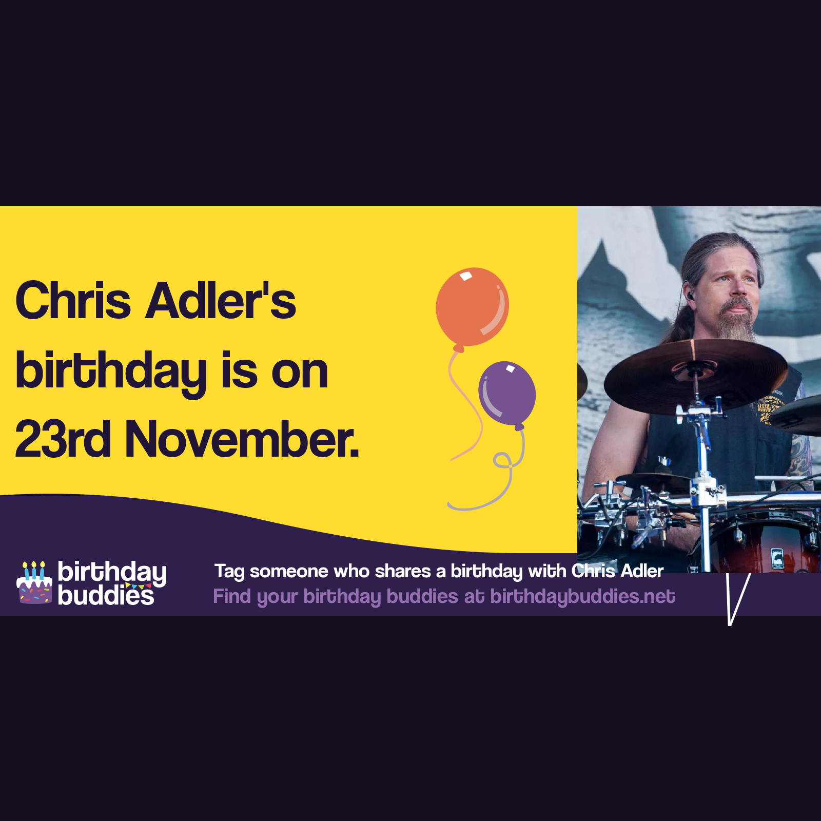 Chris Adler's birthday is 23rd November 1972