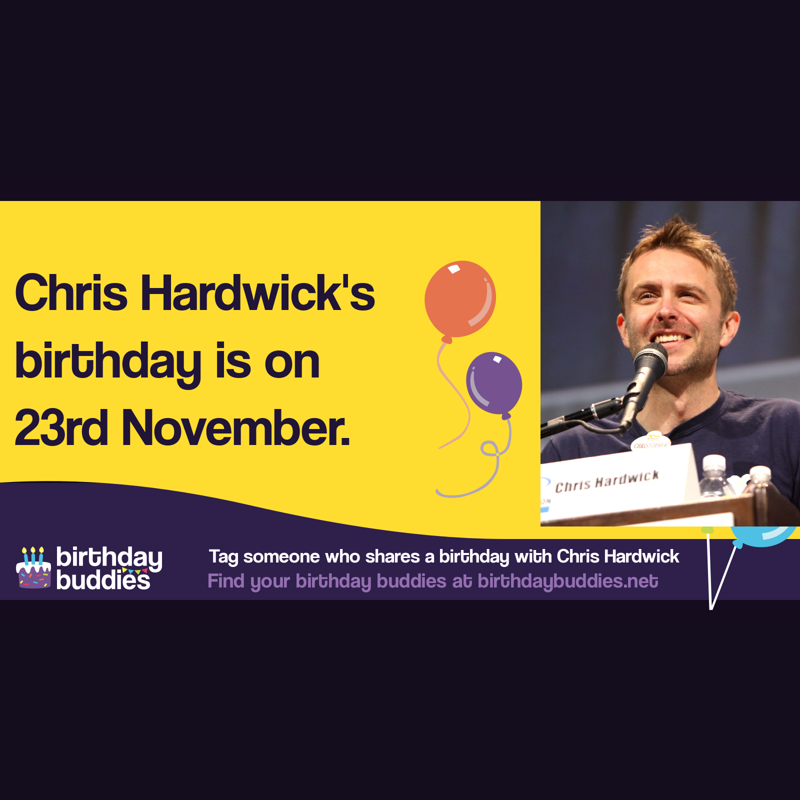 Chris Hardwick's birthday is 23rd November 1971