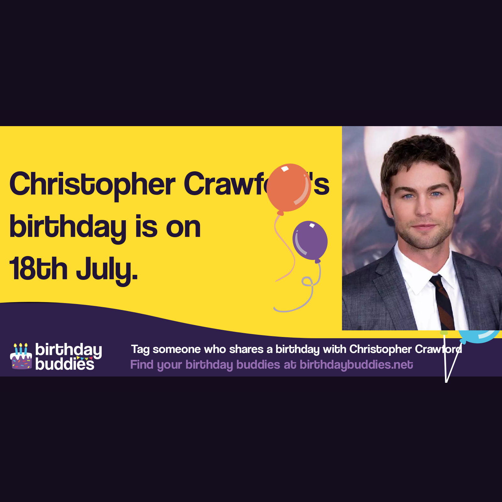 Christopher Crawford's birthday is 18th July 1985