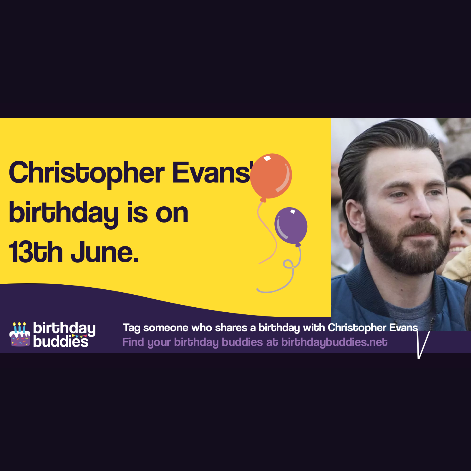 Christopher Evans's birthday is 13th June 1981