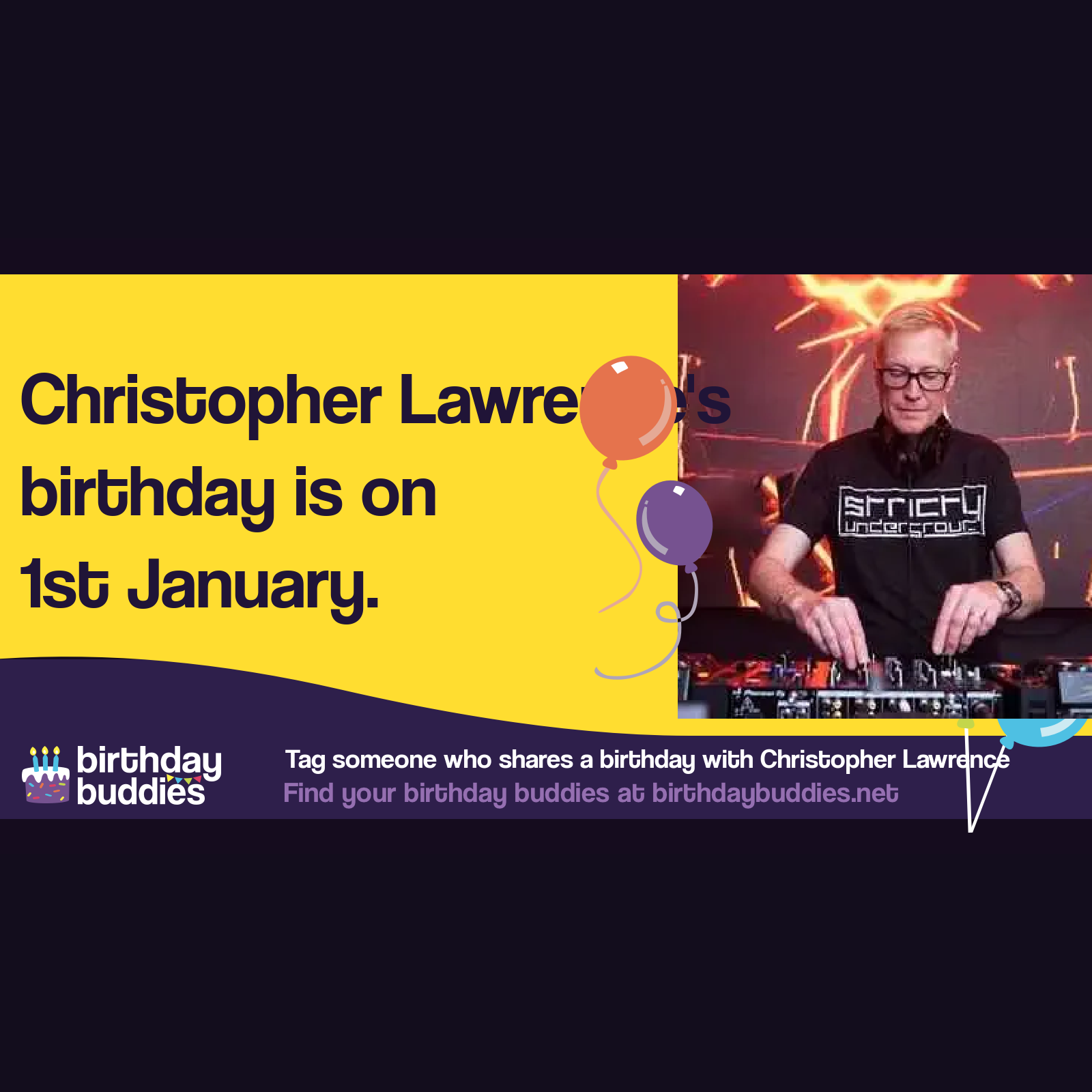 Christopher Lawrence's birthday is 1st January 1965