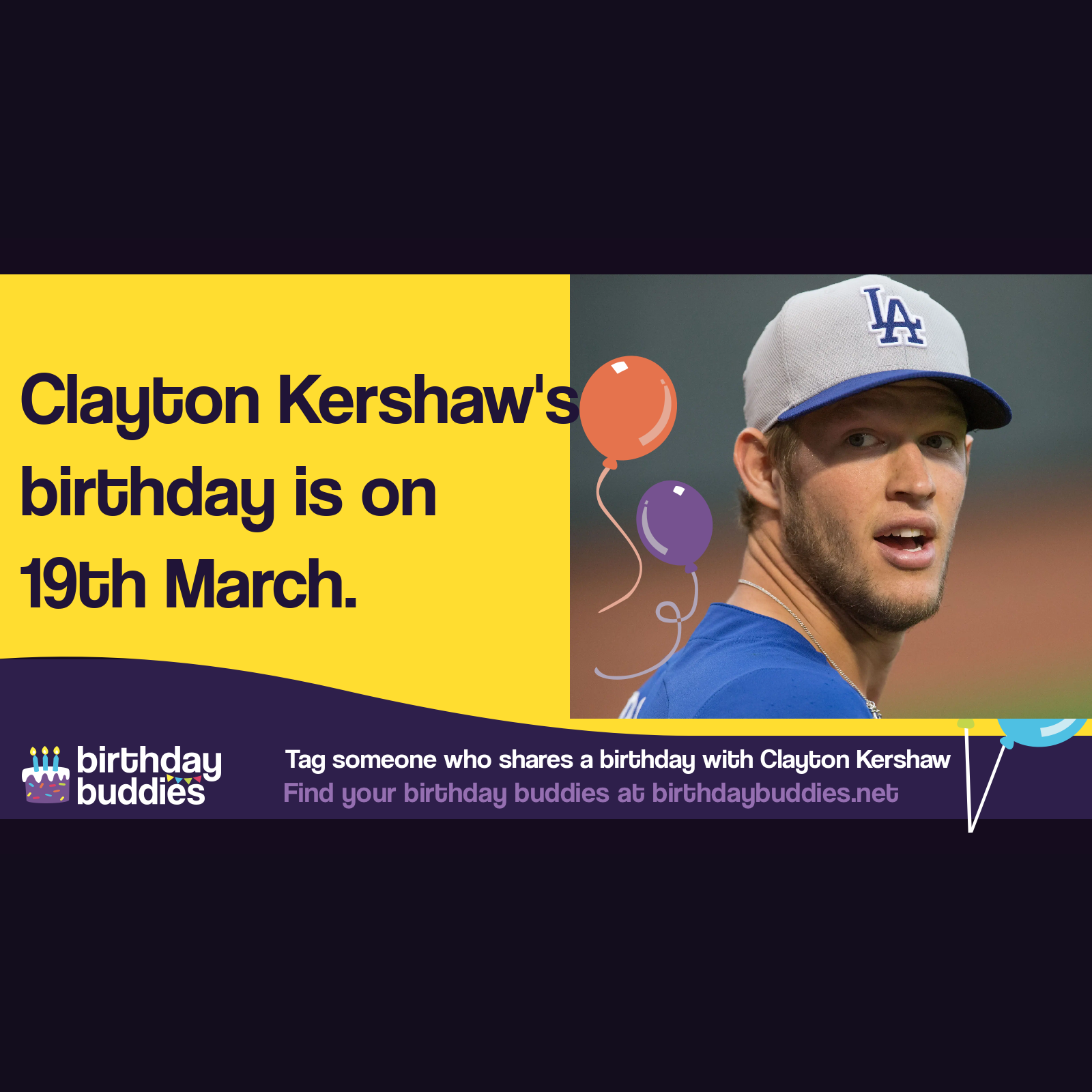Clayton Kershaw's birthday is 19th March 1988