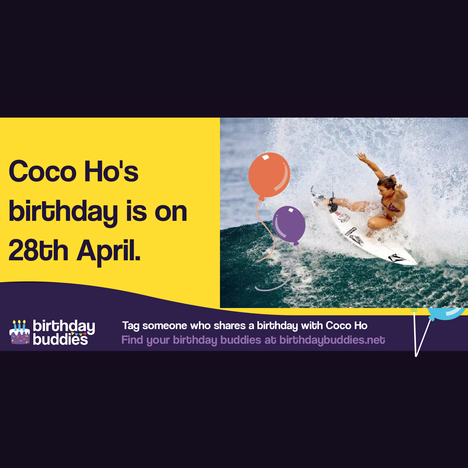Coco Ho's birthday is 28th April 1991