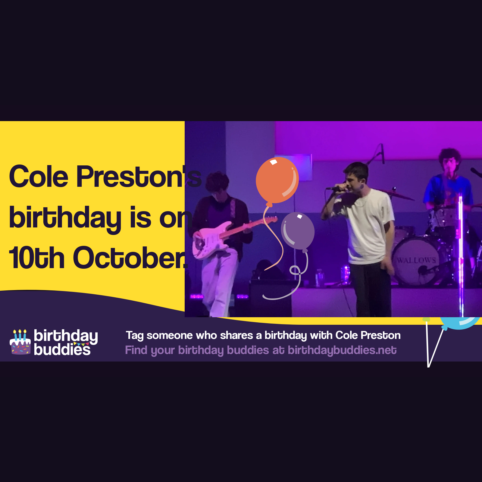 Cole Preston's birthday is 10th October 1996