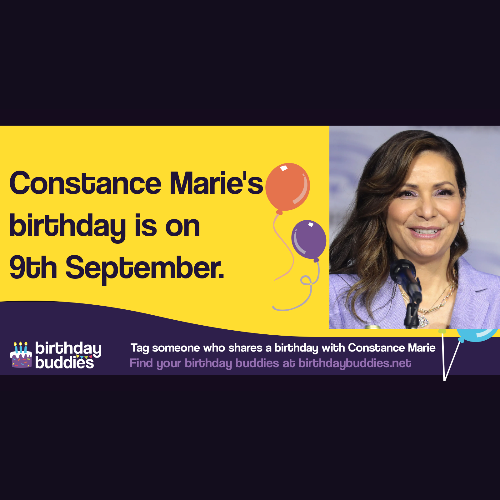 Constance Marie's birthday is 9th September 1965