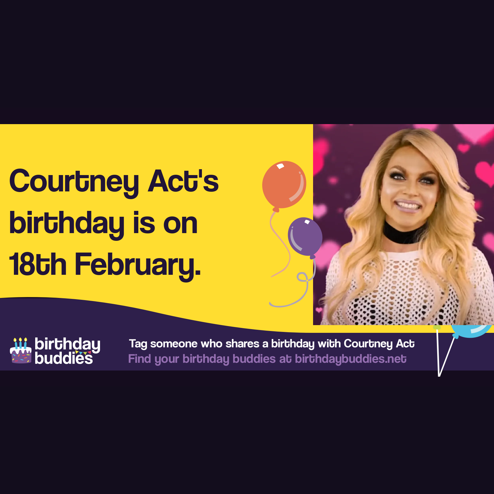 Courtney Act's birthday is 18th February 1982
