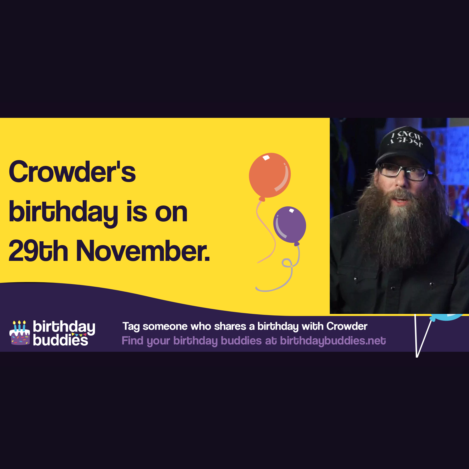 Crowder's birthday is 29th November 1971