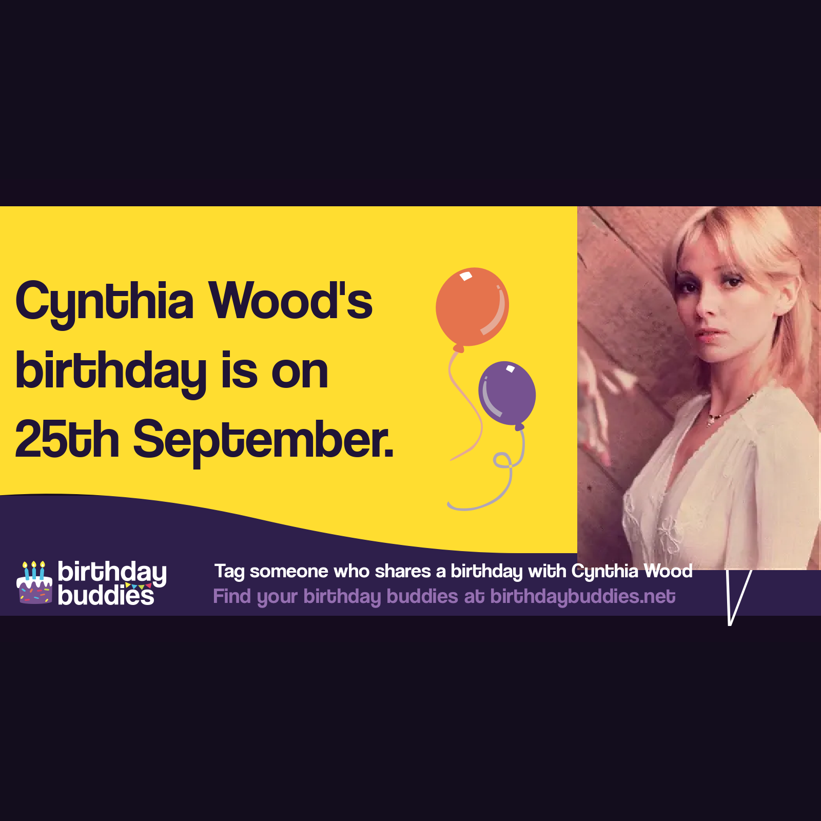 Cynthia Wood's birthday is 25th September 1950