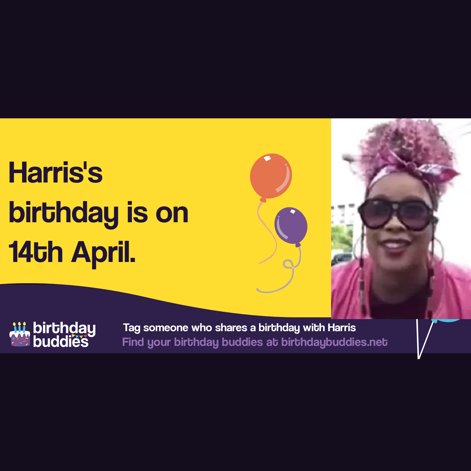 Harris's birthday is 14th April 1974