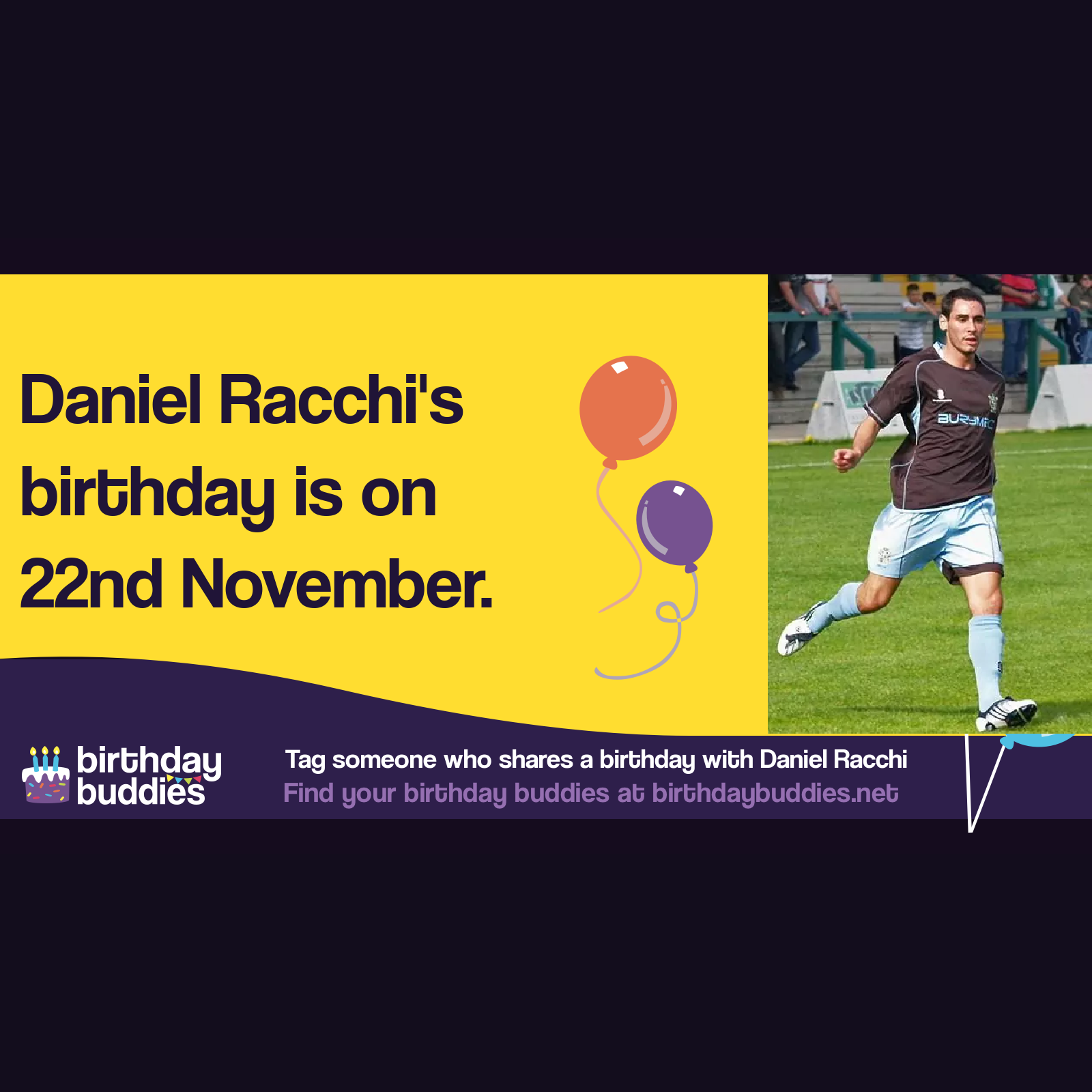 Daniel Racchi's birthday is 22nd November 1987