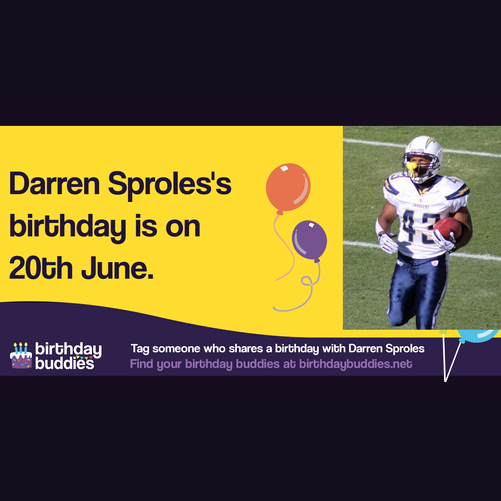 Darren Sproles's birthday is 20th June 1983