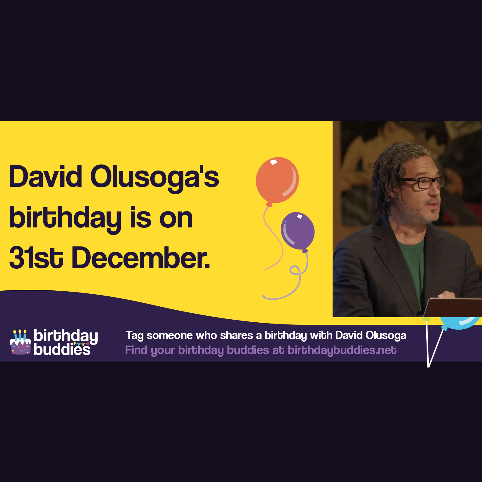 David Olusoga's birthday is 31st December 1969