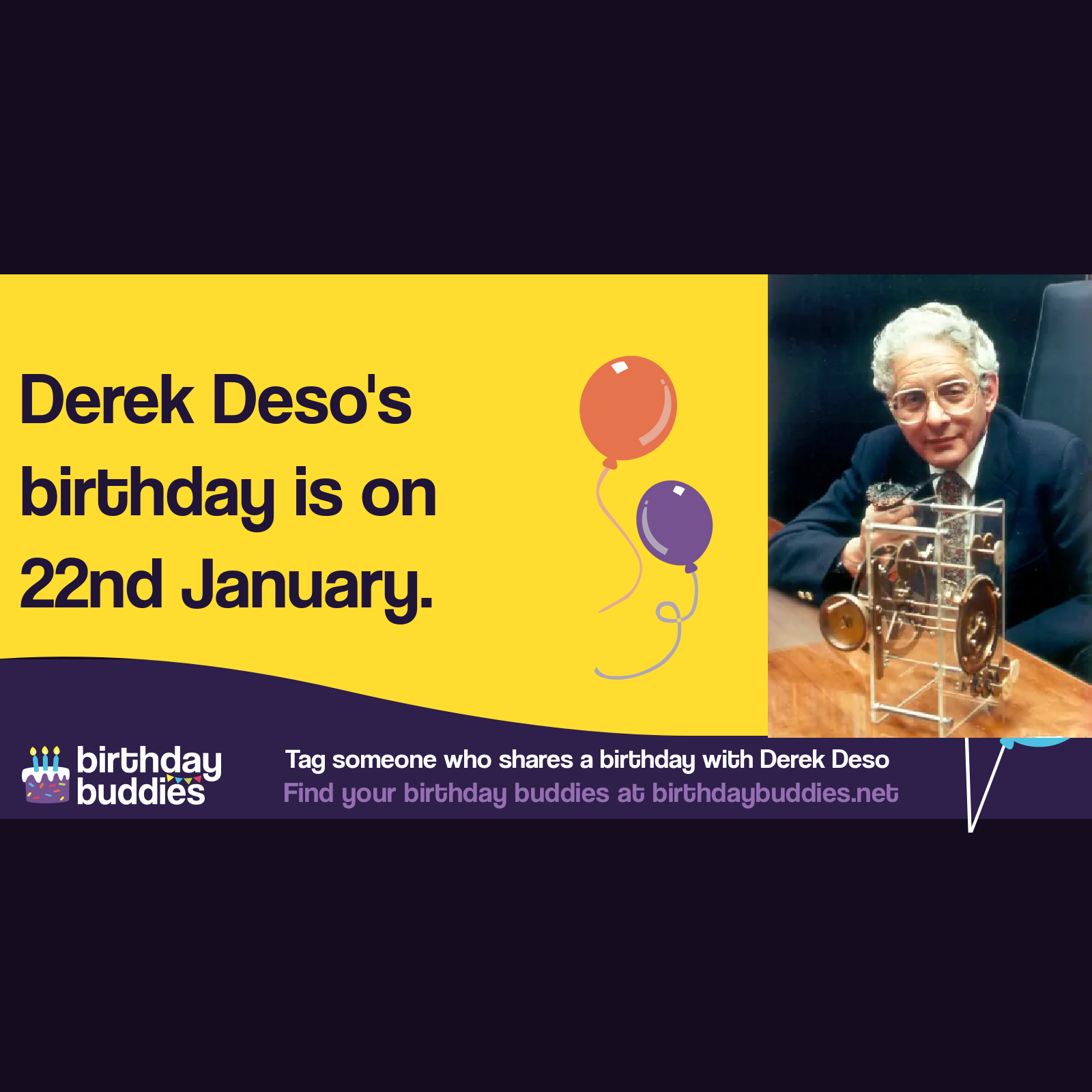 Derek Deso's birthday was 22nd January 1922