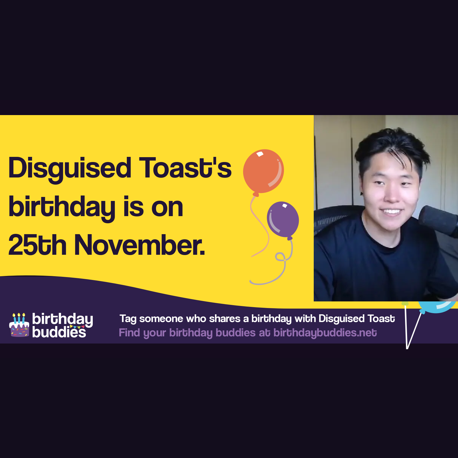 Disguised Toast's birthday is 25th November 1991