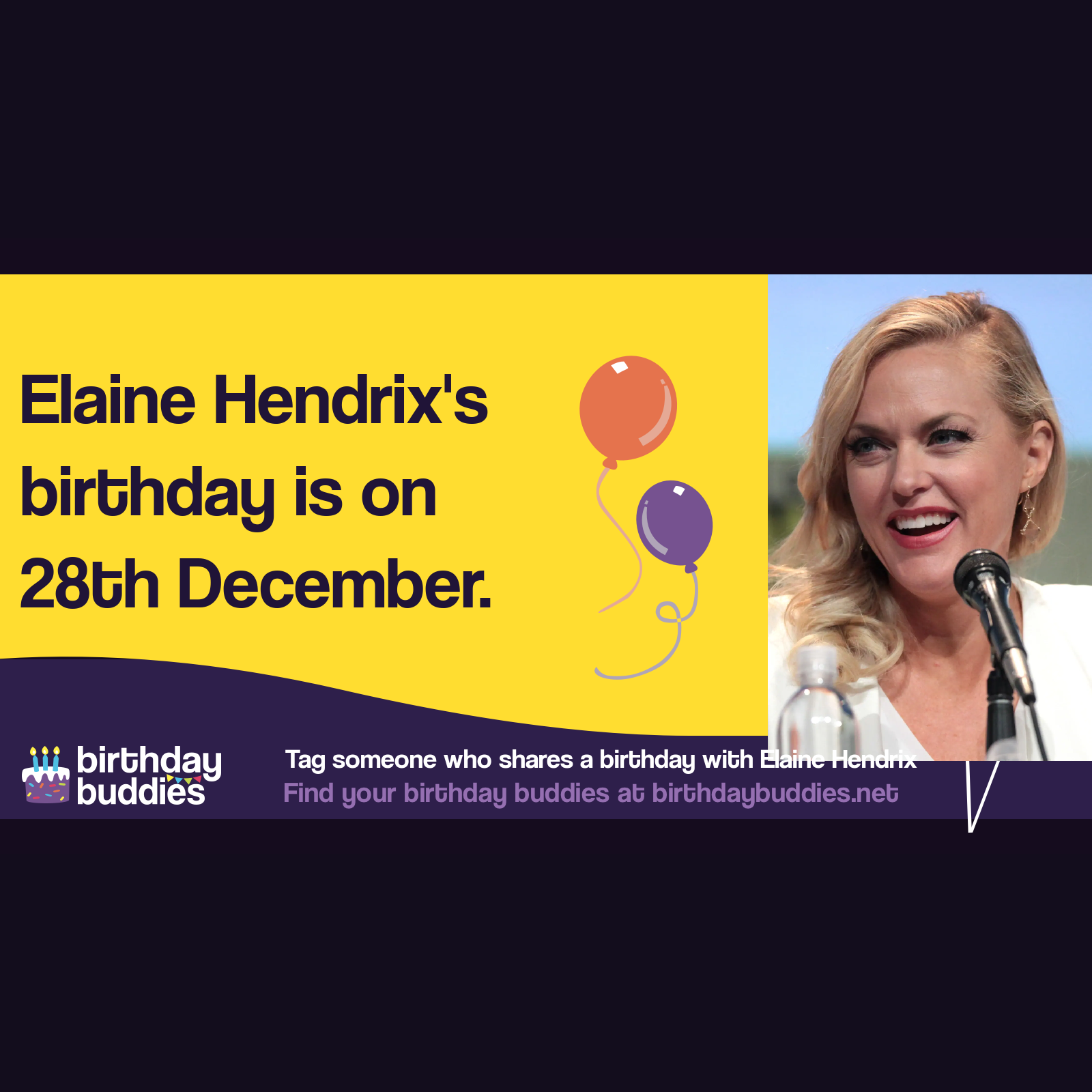 Elaine Hendrix's birthday is 28th December 1970