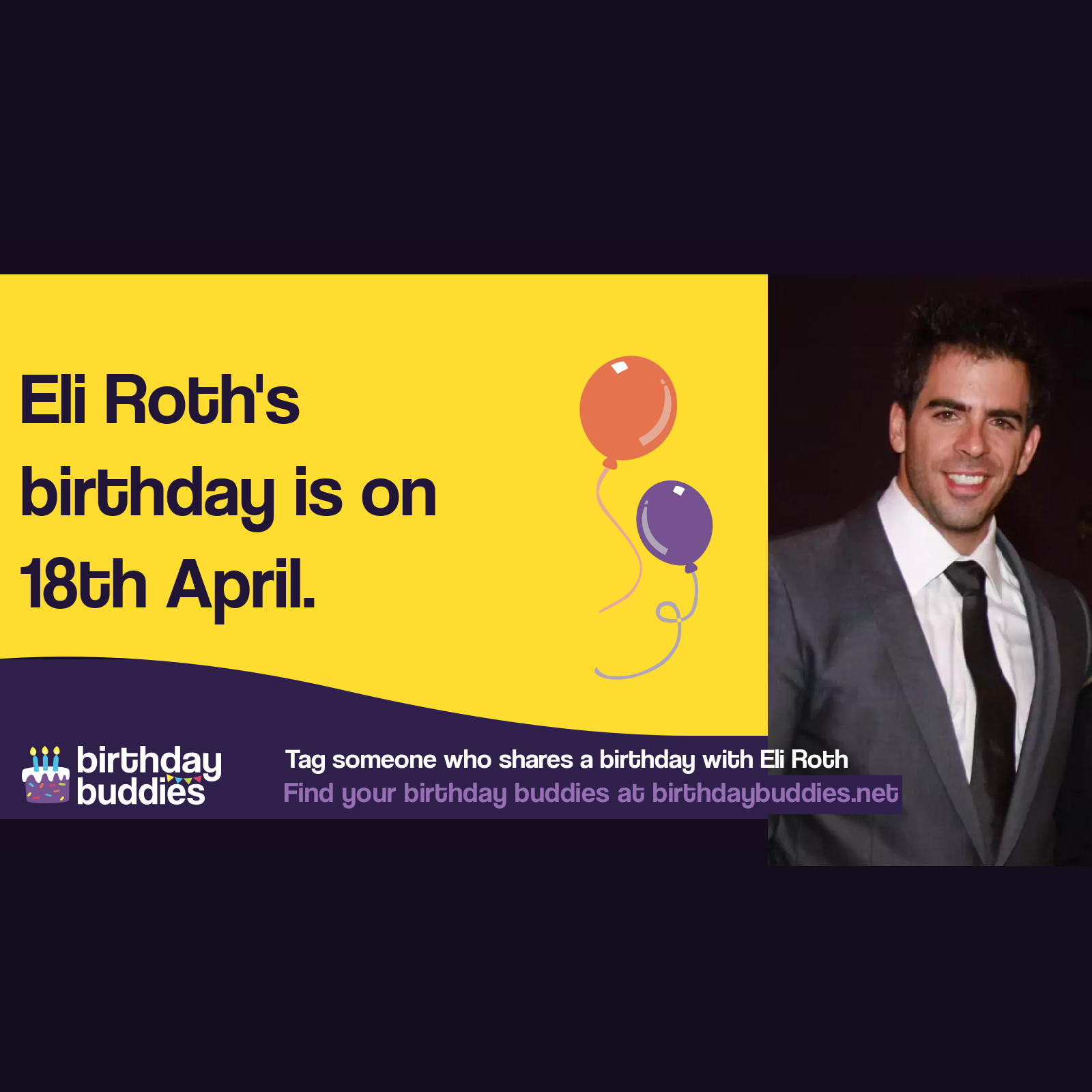 Eli Roth's birthday is 18th April 1972