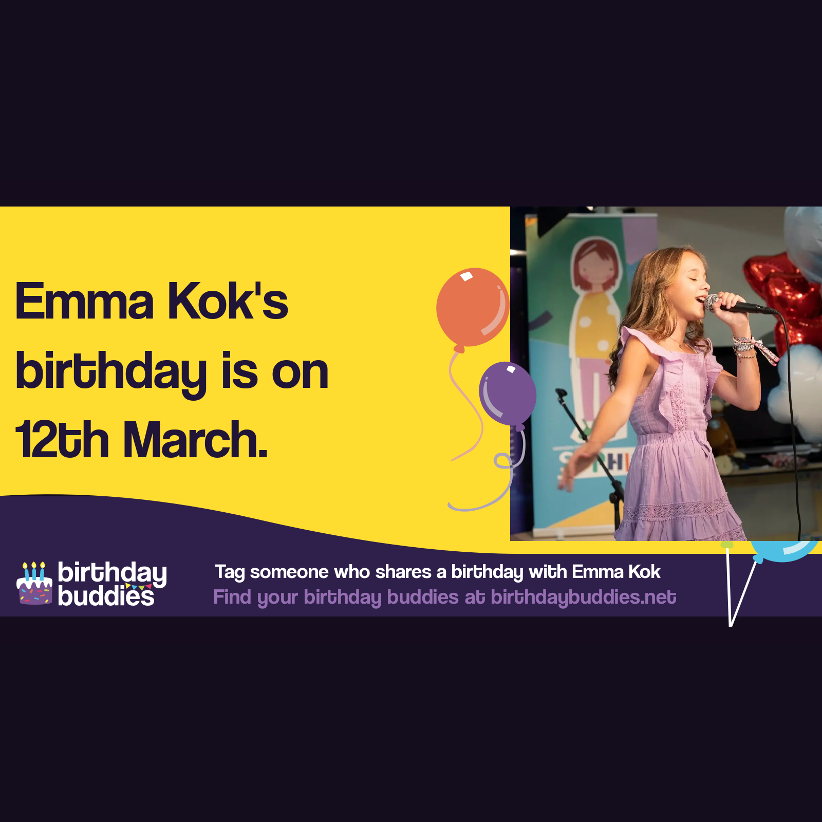 Emma Kok's birthday is 12th March 2008