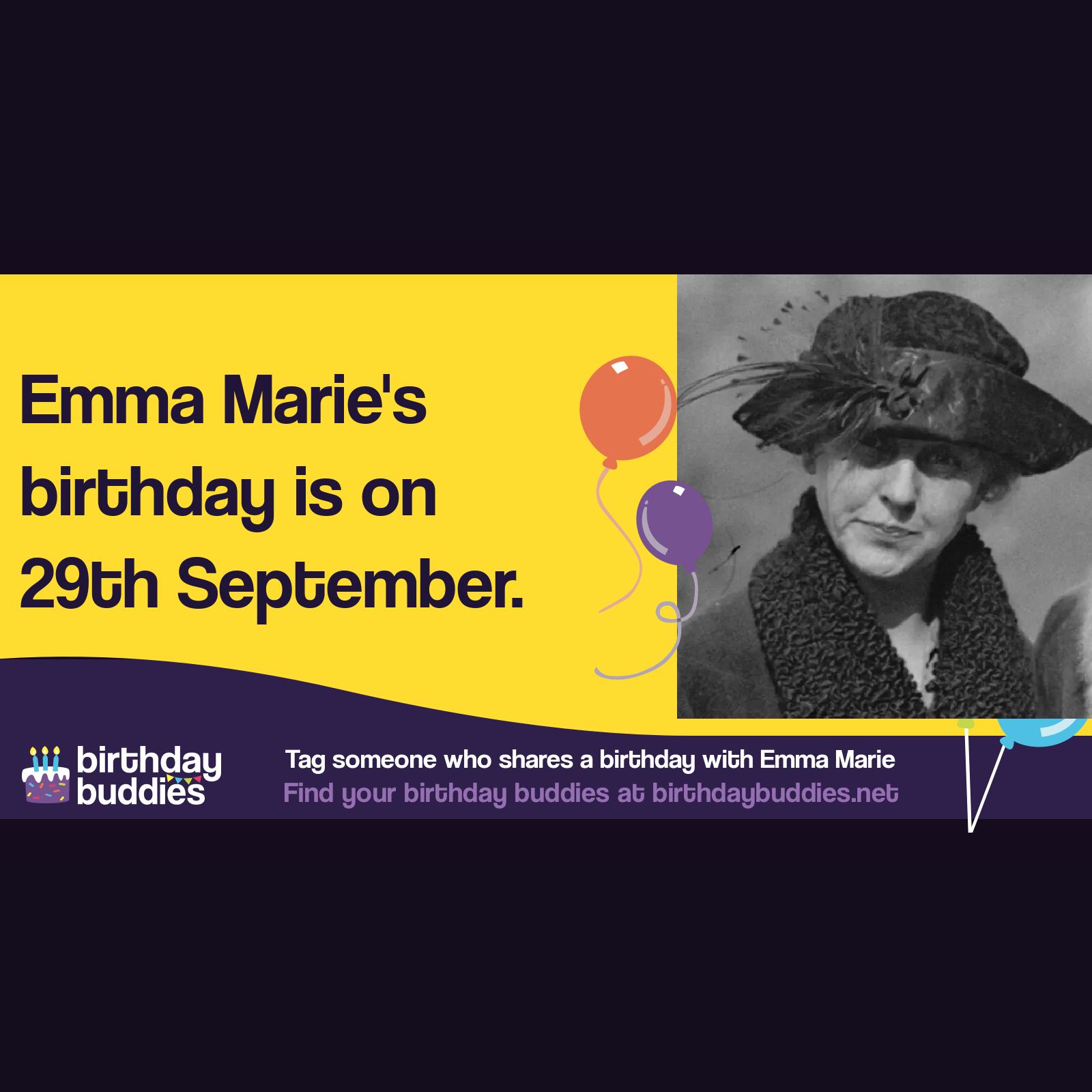 Emma Marie's birthday was 29th September 1873